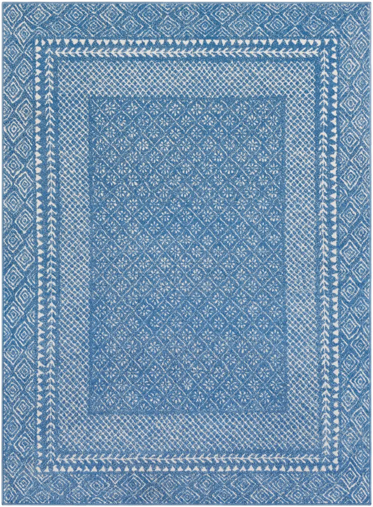 Bahar BHR-2320 Bright Blue Synthetic Bordered Rug