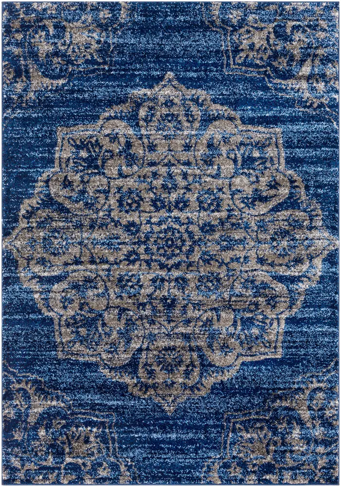 Baylee BYL-1029 Dark Blue Synthetic Floral Rug